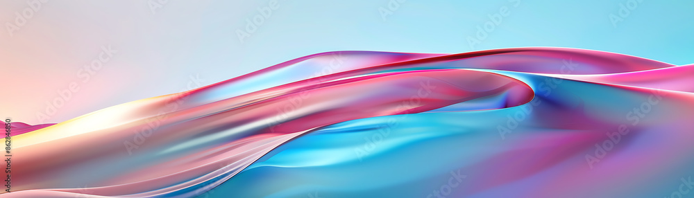 Curved abstract 3D shapes, soft shadow effects, aurora borealis hues ...
