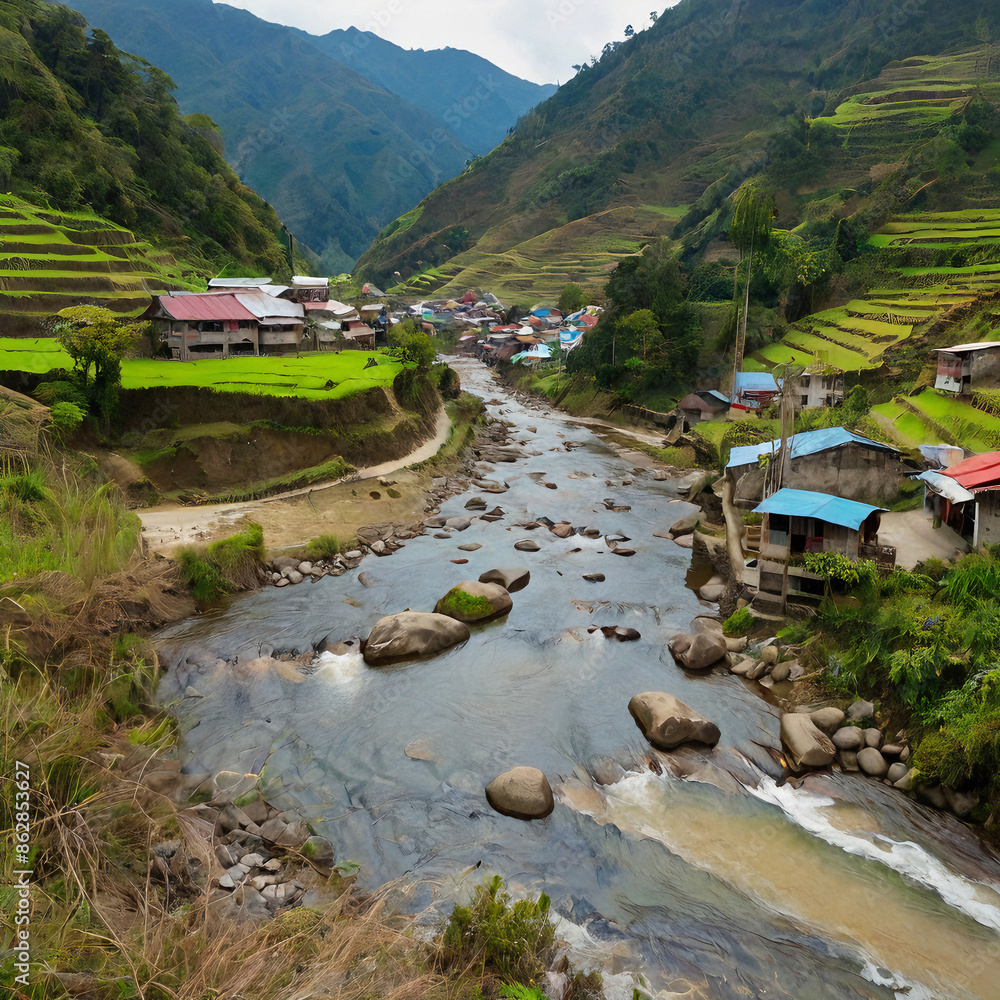 Foto de Bontoc, Mountain Province, Philippines - A stream runs through ...
