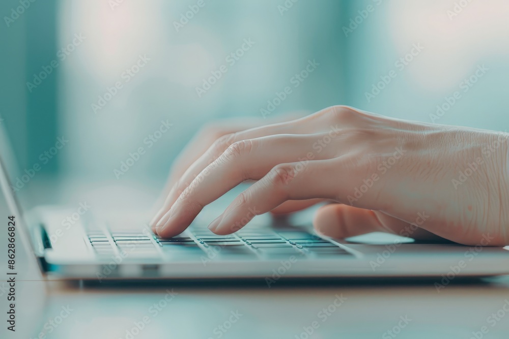 Cybersecurity Concept: Hand Entering Complex Password on Laptop ...