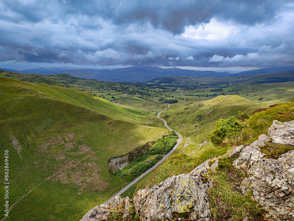 A scenic mountain view of a valley from the Cad East, Mach Loop ...