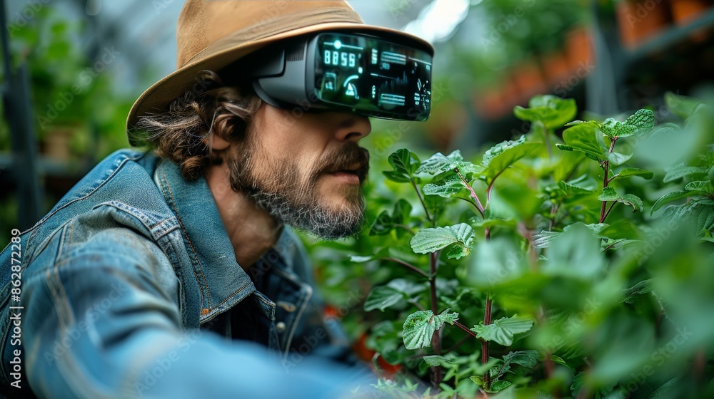 Augmented Reality in Farming: a farmer using augmented reality glasses ...