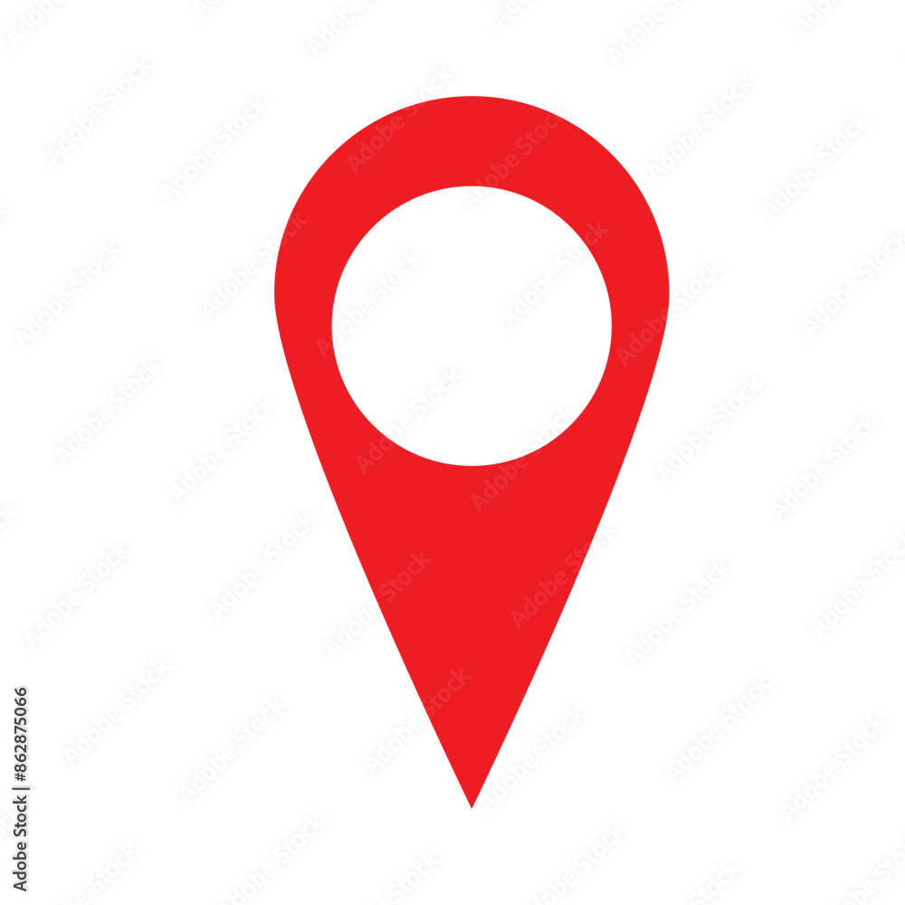 Red pin point. map address location pointer symbol .Location pin icon symbol sign isolated on ...