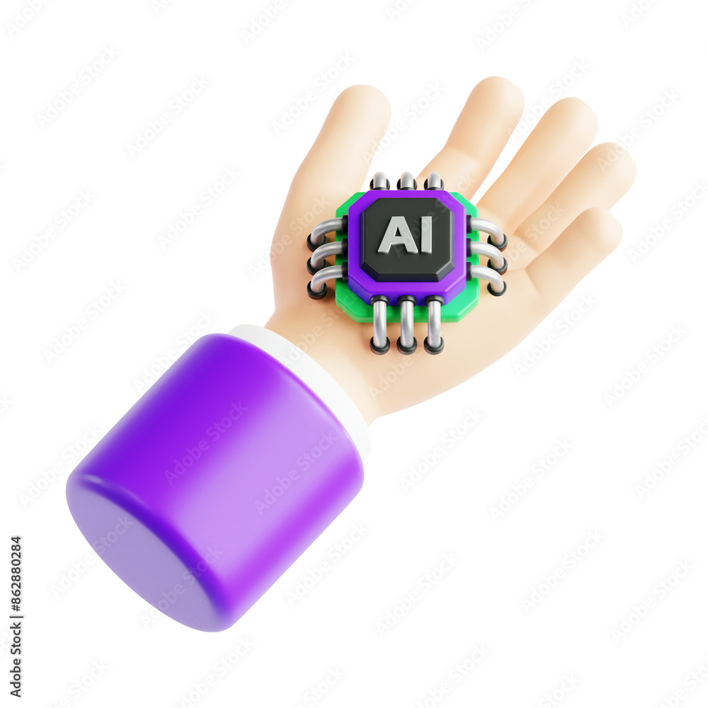 hand holding AI artificial intelligence chip for science technology ...