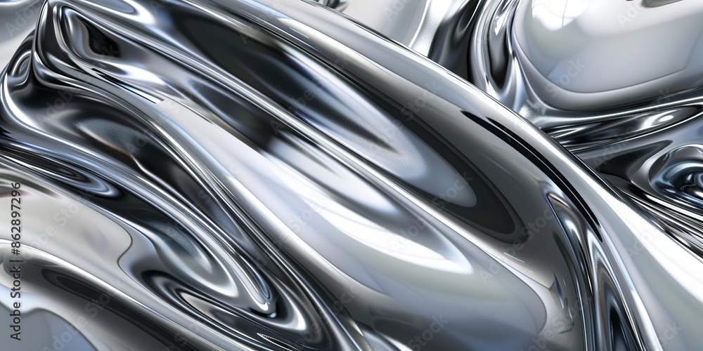 futuristic background with sleek chrome textures with fluid reflections ...