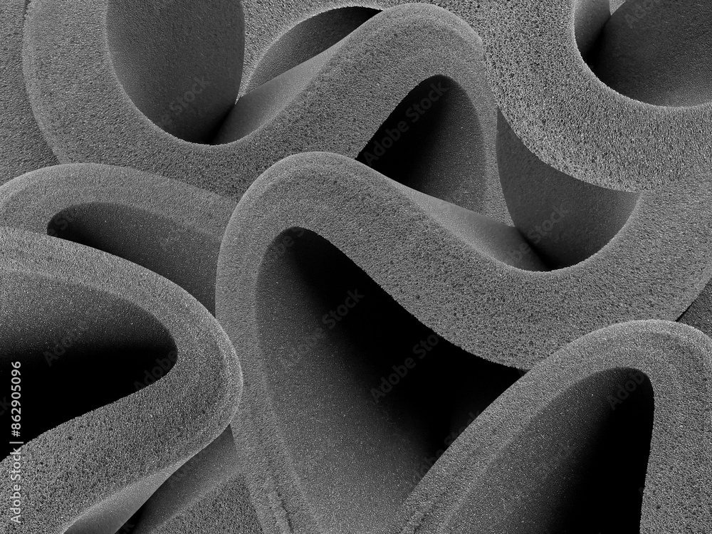 curved sponge foam sheet. black spiral style material texture Stock ...