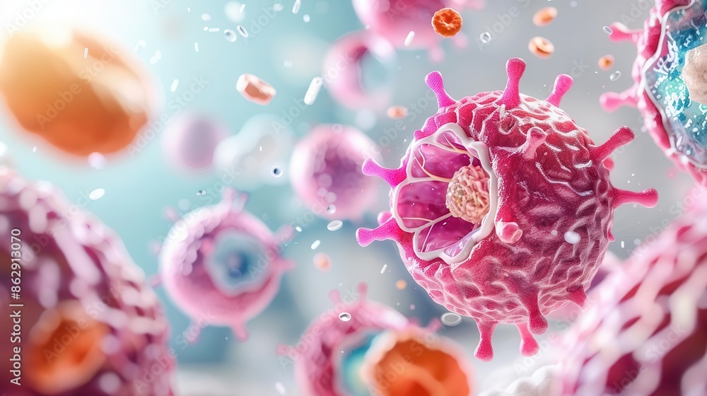 Artistic representation of cell anatomy with emphasis on mitochondria ...