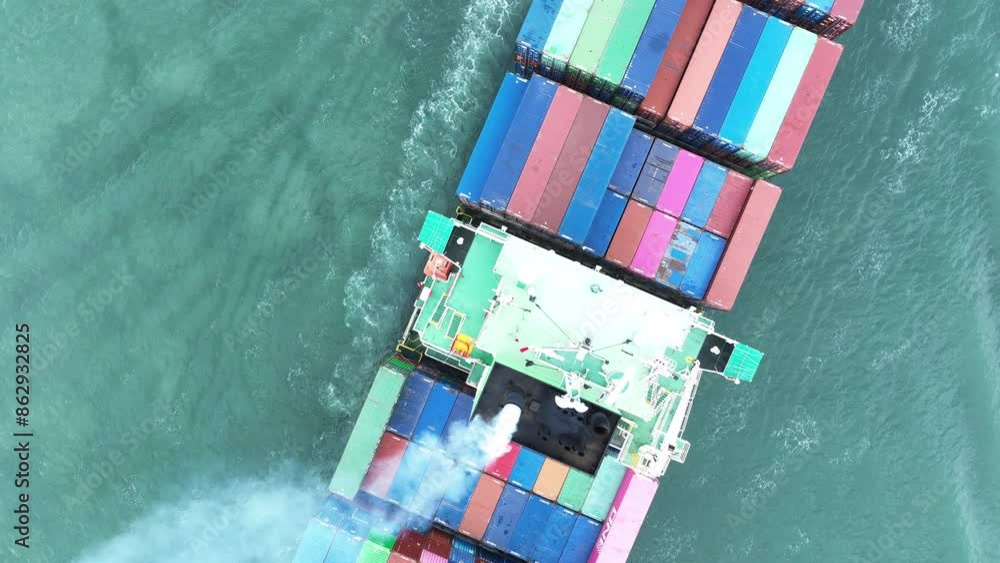 Smoke exhaust gas emissions carbon dioxide from cargo lagre ship ...