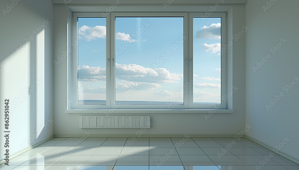 new plastic pvc window with white metal frame installed at modern house ...