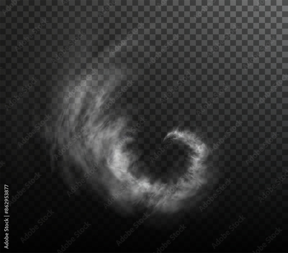 Vector isolated smoke PNG. White smoke texture on a transparent black ...