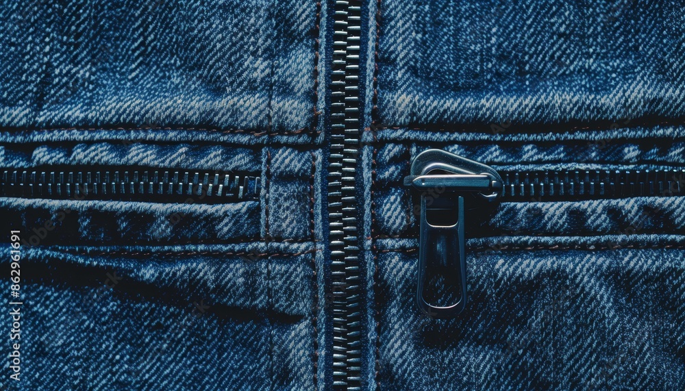 Denim texture with unzipped zipper for artistic copyspace banner design ...