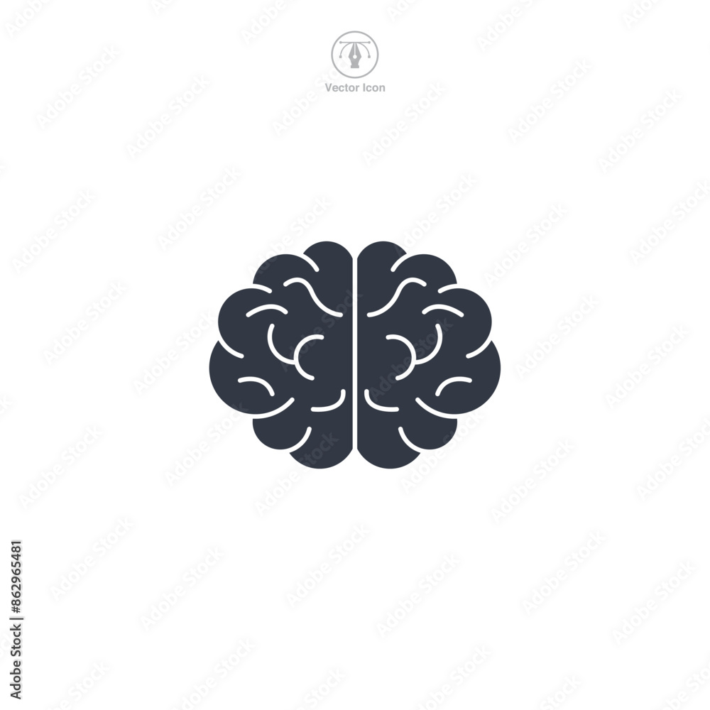 Human Brain Icon symbol vector illustration isolated on white ...