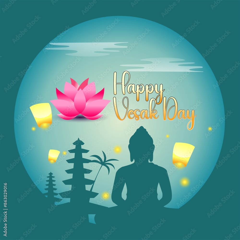 happy vesak day, greeting card and poster design for vesak day. Vesak ...