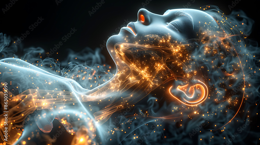 Lung health visualization Person sleep apnea glowing depiction of the ...