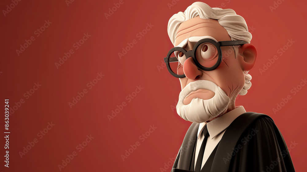 3d Cartoon judge with a stern look and a raised eyebrow Stock ...