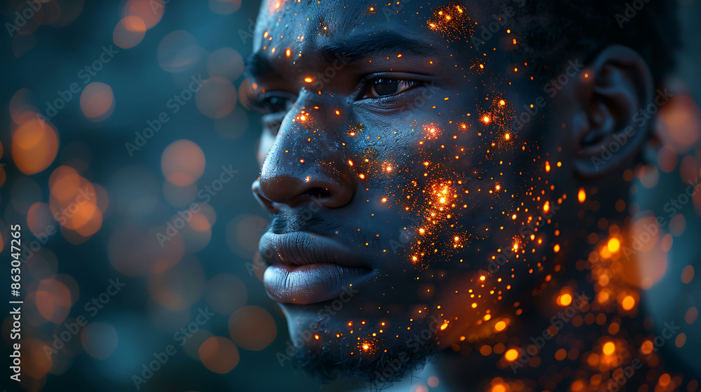 Skin health visualization Individual eczema glowing depiction of skin ...