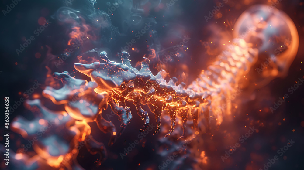 Spinal health visualization Individual suffering vertebral compression ...