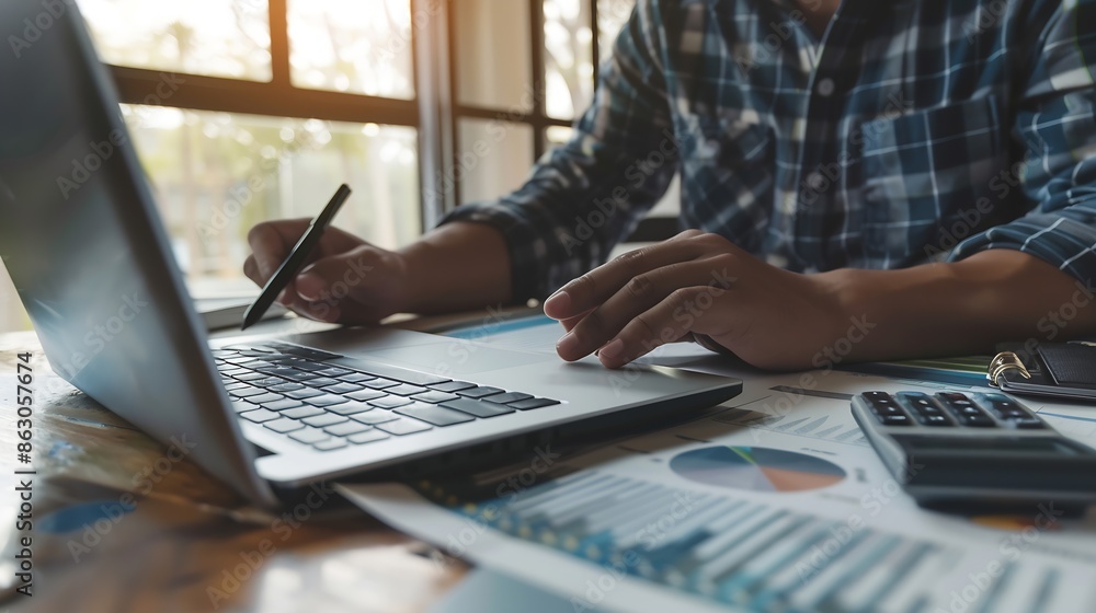 Taxes refund and calculation government tax return concept Accountant ...