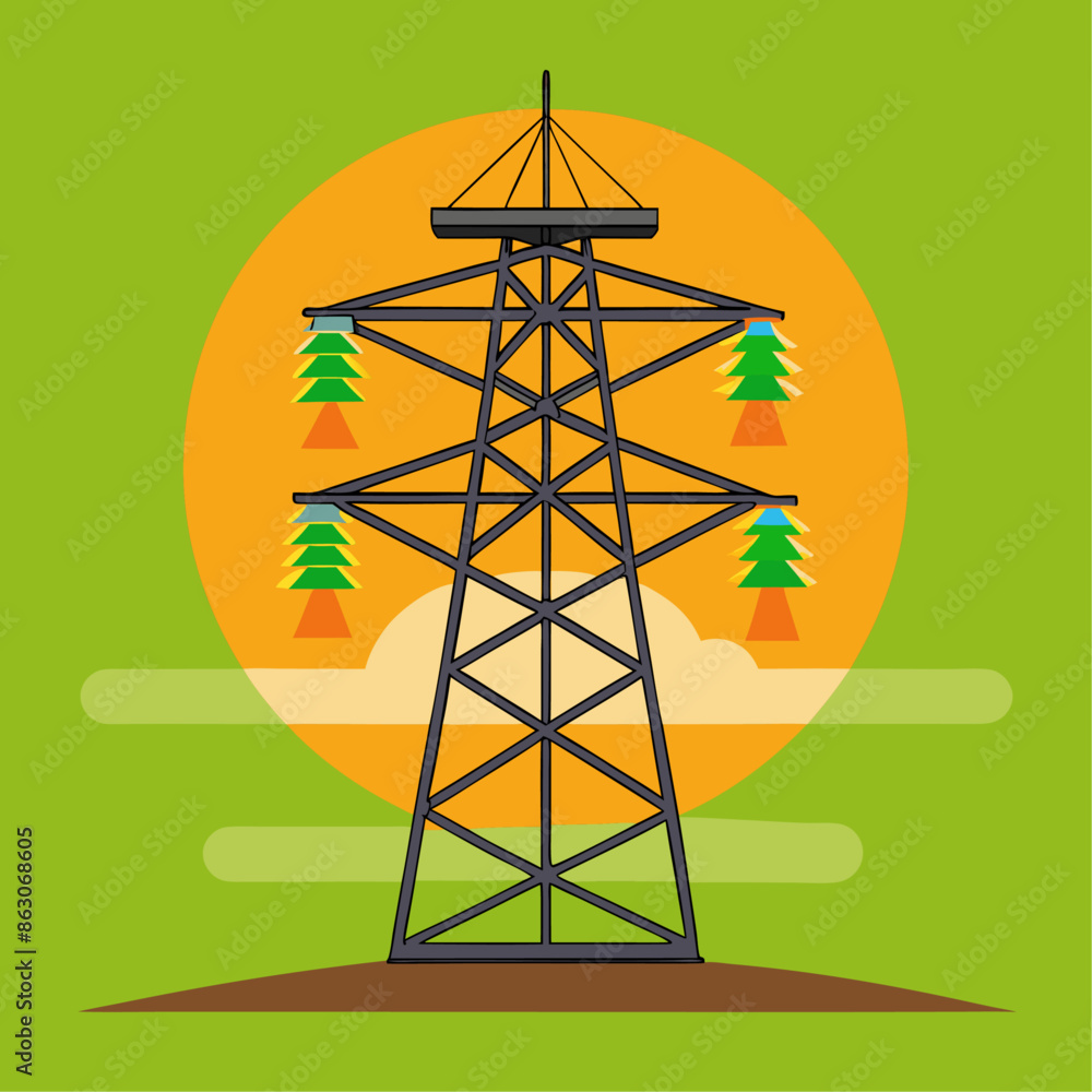 electric tower clipart cartoon Illustration drawing Stock Vector ...