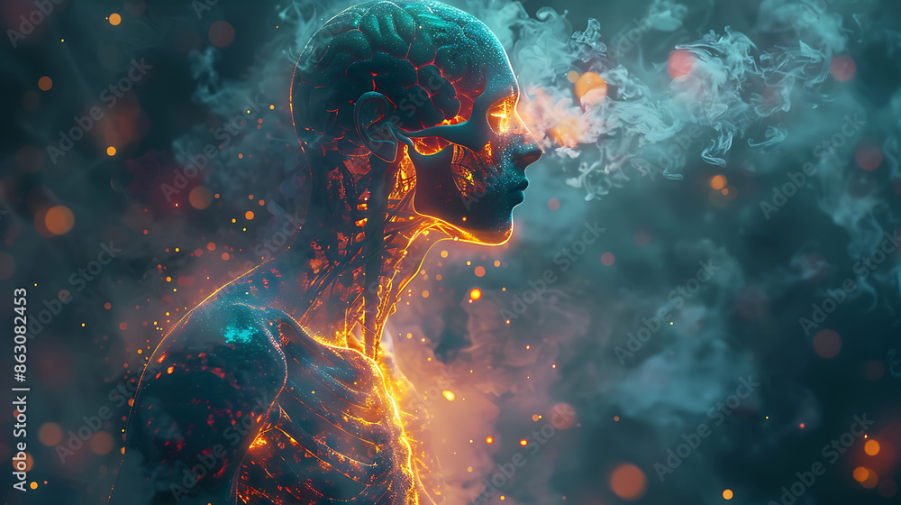 Person pneumothorax glowing depiction of the lungs showing collapsed ...