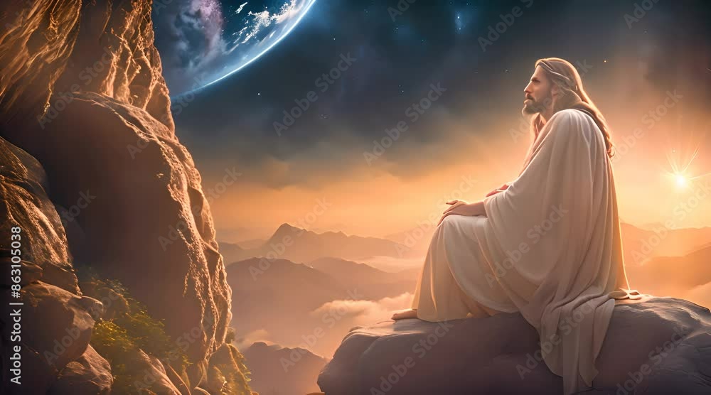 Jesus Watching Over Earth from Space Stock Video | Adobe Stock
