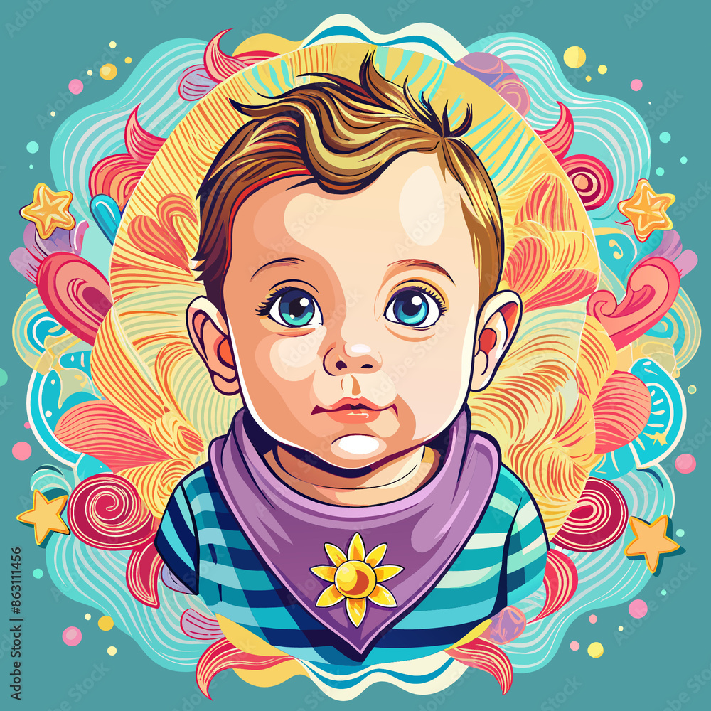 cartoon, child, vector, illustration, kid, baby, woman, boy, smile, art ...