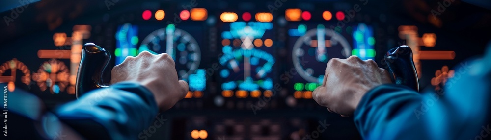 Futuristic pilot monitoring holographic systems for preflight checks ...