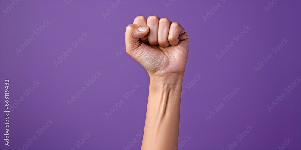 Empowering Symbolism Purple Background and Clenched Fist Representing ...