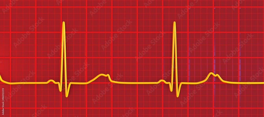 Long QT syndrome, type 2. 3D illustration of an electrocardiogram (ECG ...
