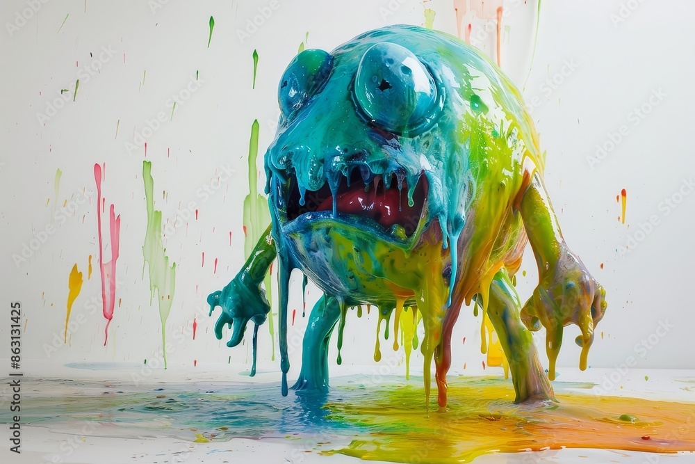 Captivating image of a shapeshifting,amorphous slime monster bouncing ...