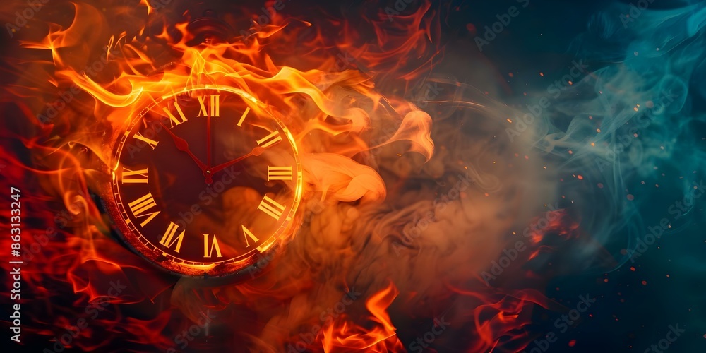 Seize the Moment Flaming Clock Inspires us to Cherish Time. Concept ...