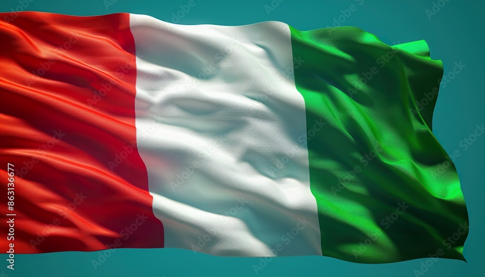 Italian flying flag blowing in the wind. 3D illustration of full-page ...