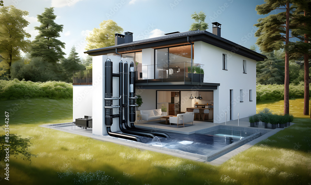 Energy self-sufficient house with its own ground-water heat pump system ...
