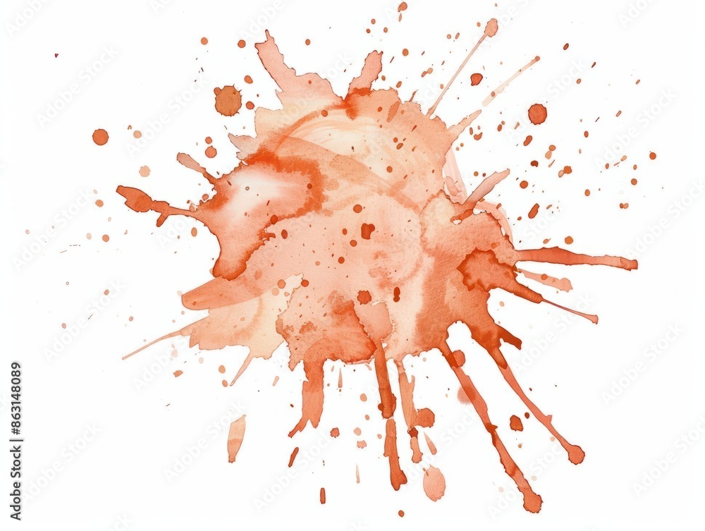 Peach watercolor splash on white background. Vector brown watercolor ...