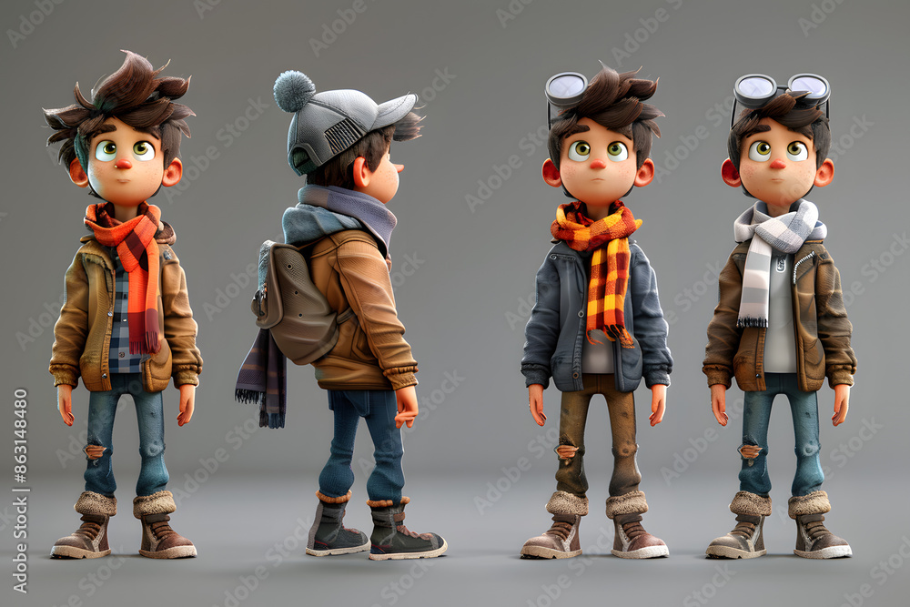 Character Model: Front, Side, and Back Views Stock Illustration | Adobe ...