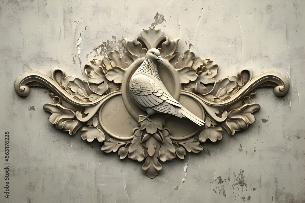 Vintage Style Pigeon Emblem Logo with Minimalist Elegant Design Stock ...