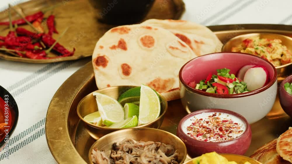 Assorted indian Sri Lankan food set on wooden background. Dishes and ...