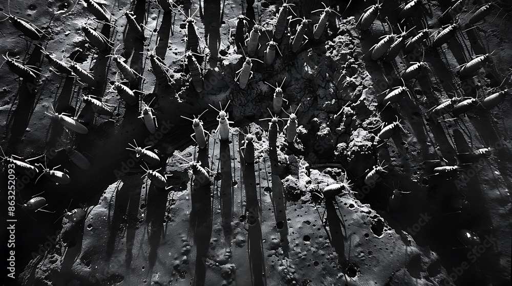 Photo of a colony of termites shot direction from above pose building ...