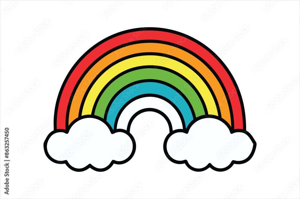 rainbow coloring page line art Stock Vector | Adobe Stock