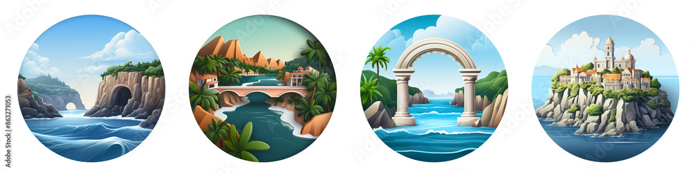 Peninsulas clipart collection, symbol, logos, icons isolated on ...