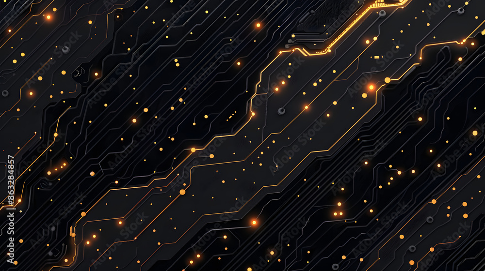 sci-fi inspired black circuit board wallpaper with gold stars isolated ...