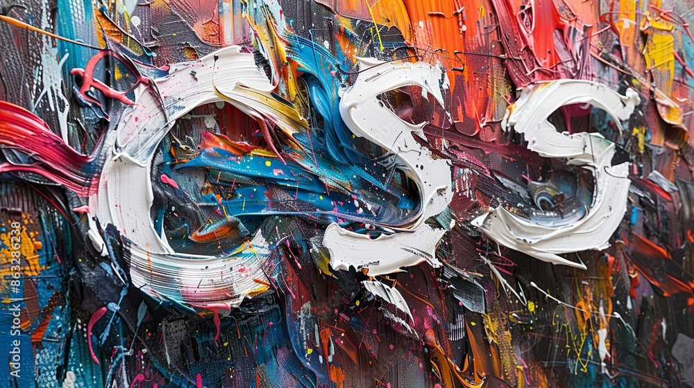 Big text "CSS" written with white color in the middle of the artistic ...