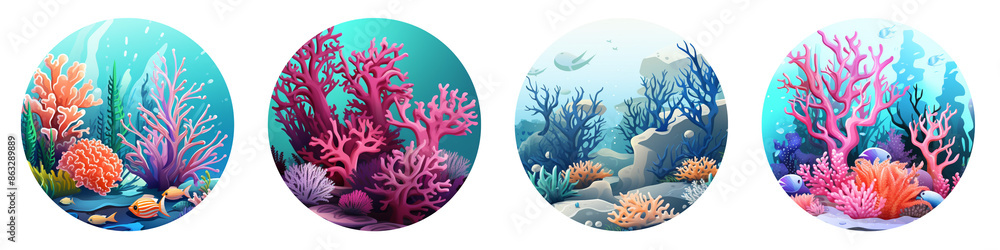 Coral Reefs clipart collection, symbol, logos, icons isolated on ...