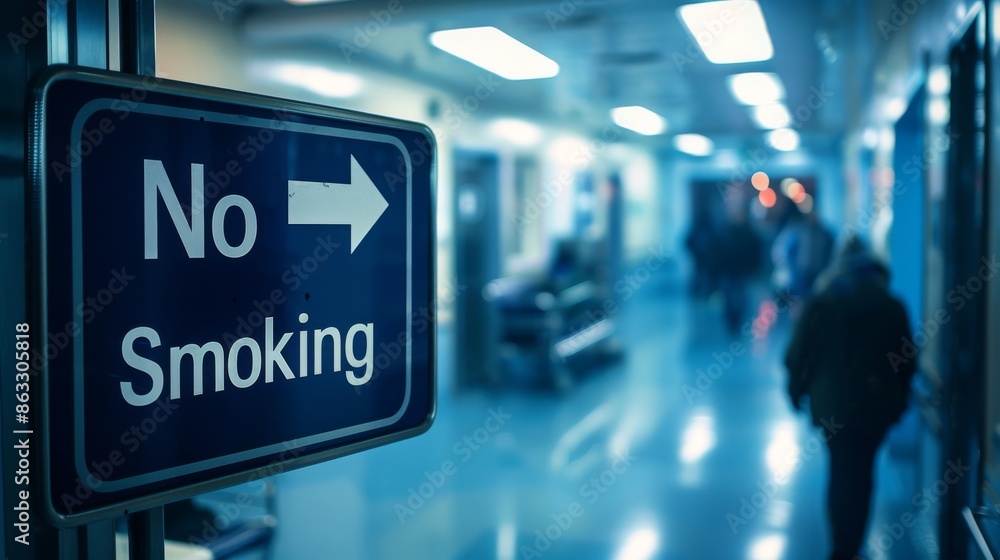 No Smoking sign prominently displayed at the hospital entrance ...