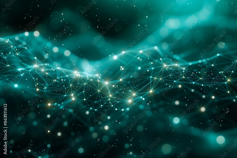 Cyber Network Grid and Connected Particles: Abstract Blue-Green ...