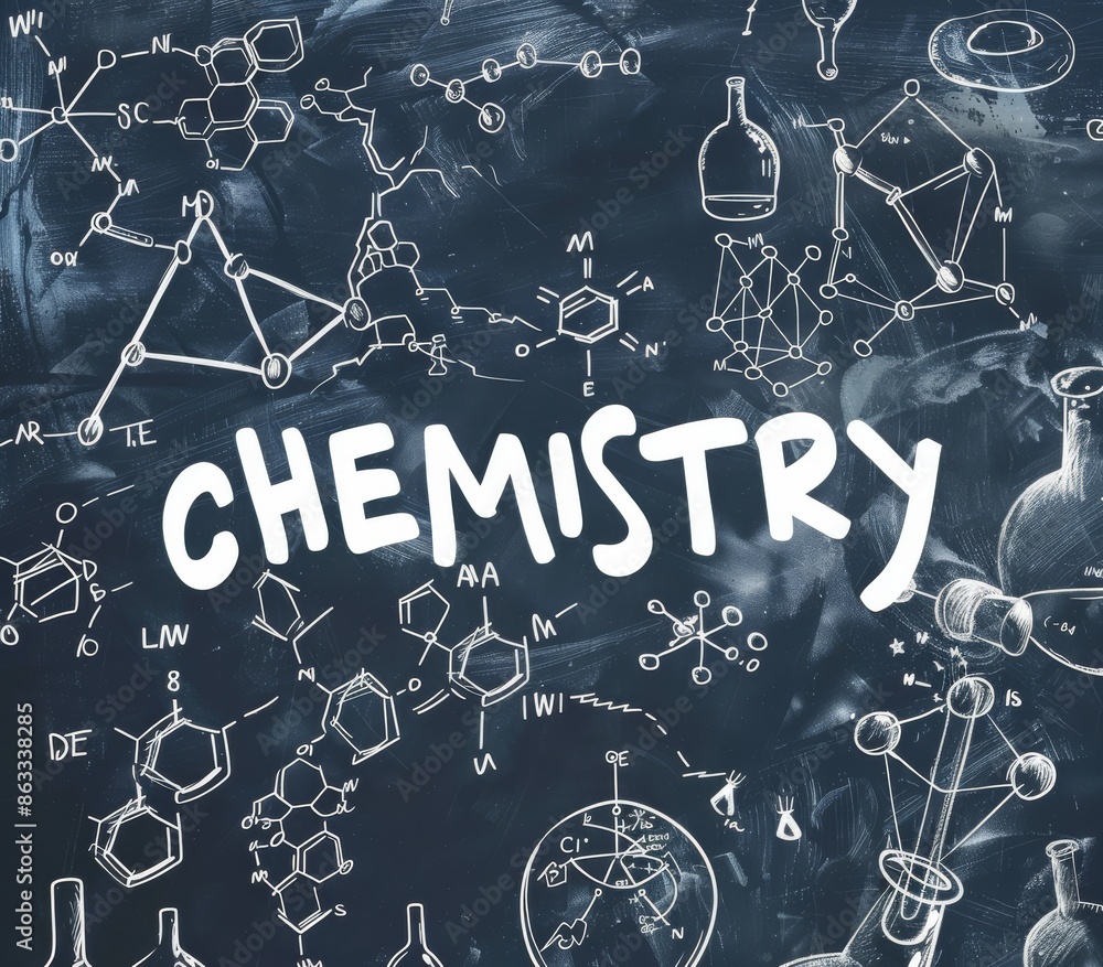 Foto de Chemistry Chalkboard with Drawings of Chemical Formulae ...