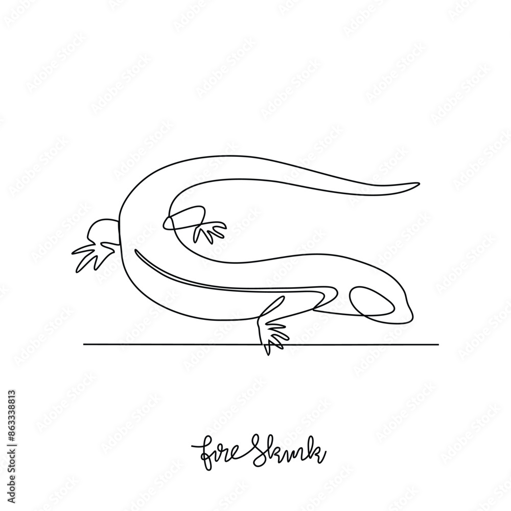 One continuous line drawing of fire skink vector illustration. Type of ...