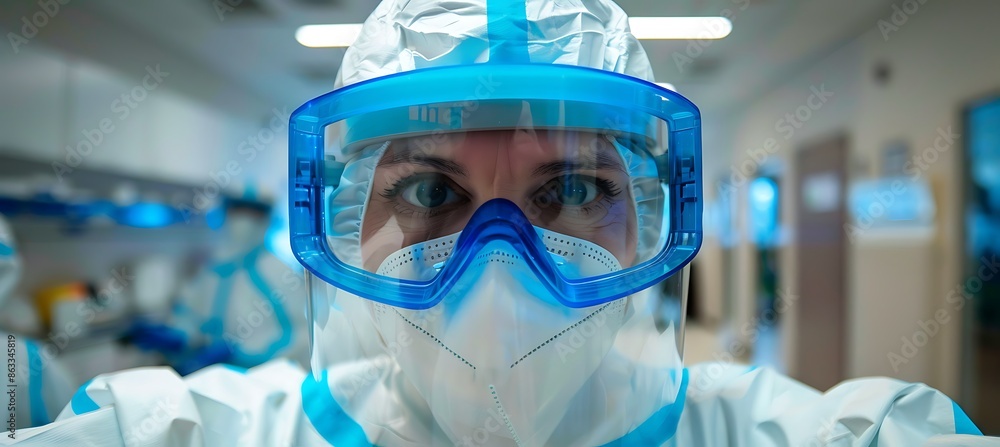 Healthcare worker wearing personal protective equipment PPE in a ...