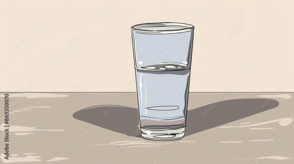 Animated cartoon illustration of a glass of water.Animated cartoon ...