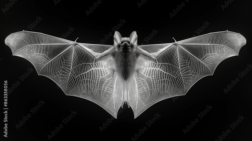 A black and white x-ray of an adult bat spreading its wings Stock Photo ...