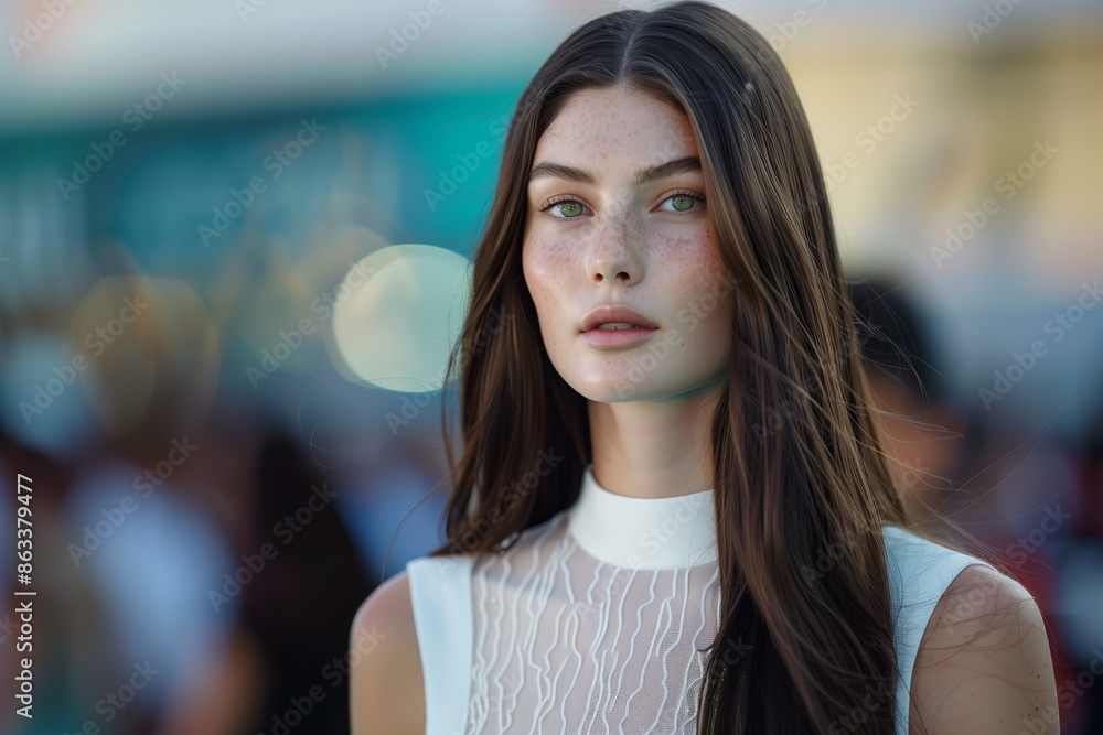 As she walked the red carpet, the skinny tall model's white seamless ...